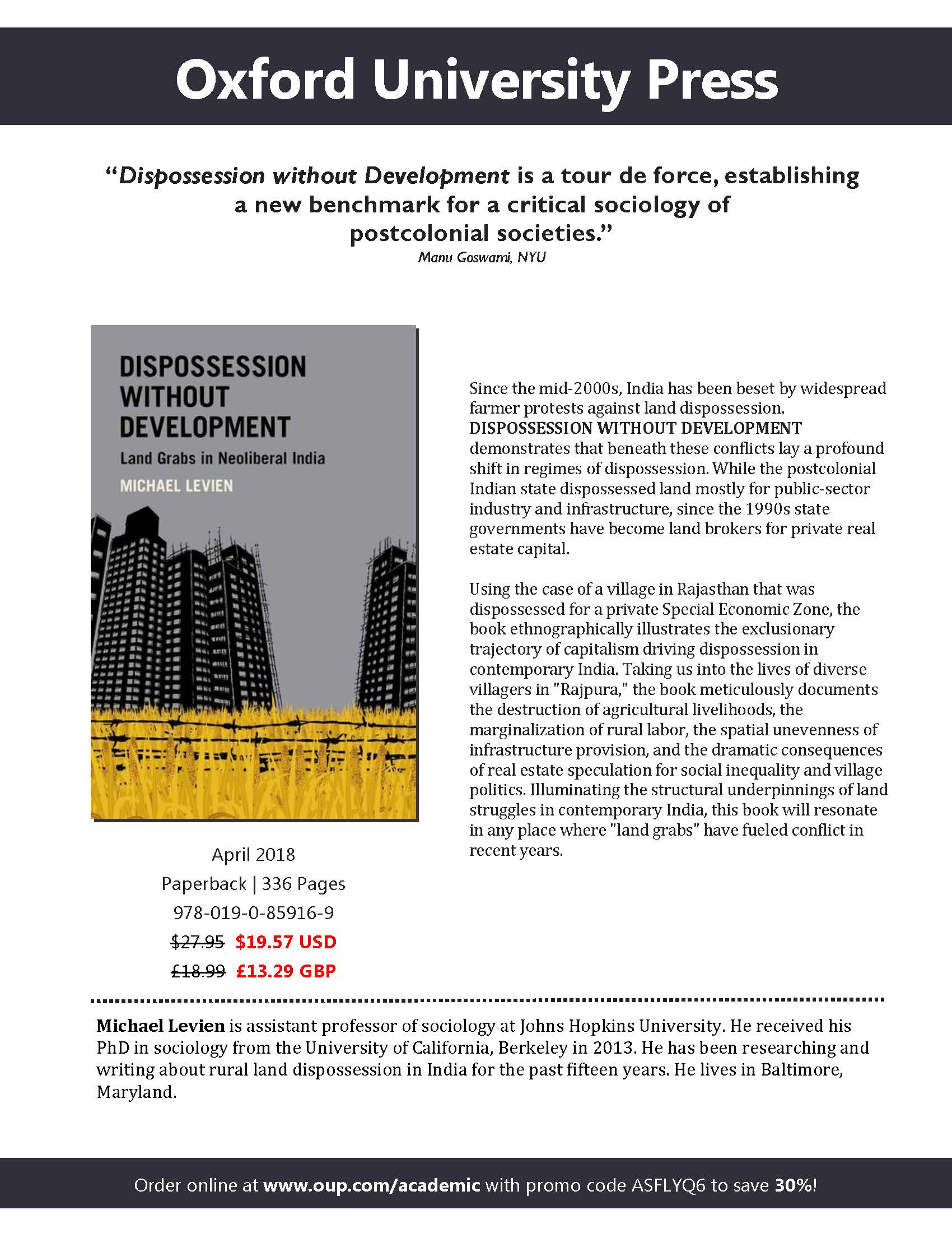 Dispossession without Development – flyer | Michael Levien